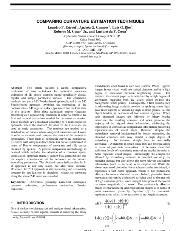 (PDF) Comparing curvature estimation techniques