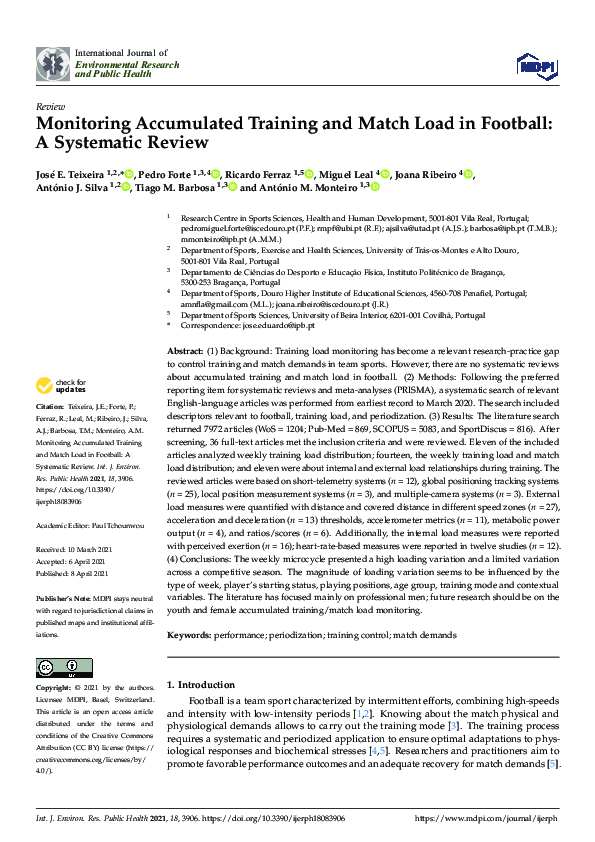 (PDF) Monitoring Accumulated Training and Match Load in Football: A ...