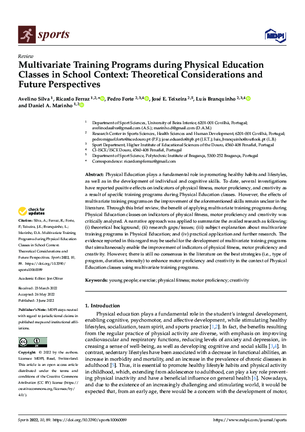 (PDF) Multivariate Training Programs during Physical Education Classes in School Context ...