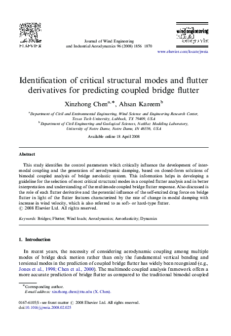 (PDF) Identification of critical structural modes and flutter derivatives for predicting coupled ...