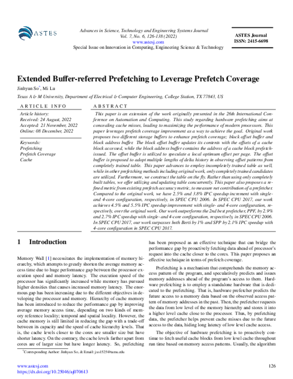 (PDF) Extended Buffer-referred Prefetching to Leverage Prefetch Coverage