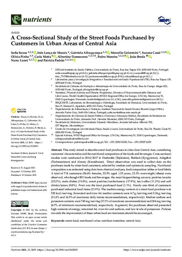 (PDF) A Cross-Sectional Study of the Street Foods Purchased by ...