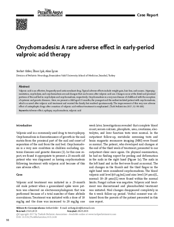 (PDF) Onychomadesis: A rare adverse effect in early-period valproic ...