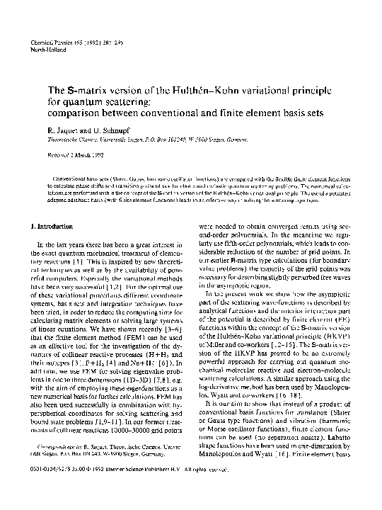 (PDF) The S-matrix version of the Hulthén-Kohn variational principle ...