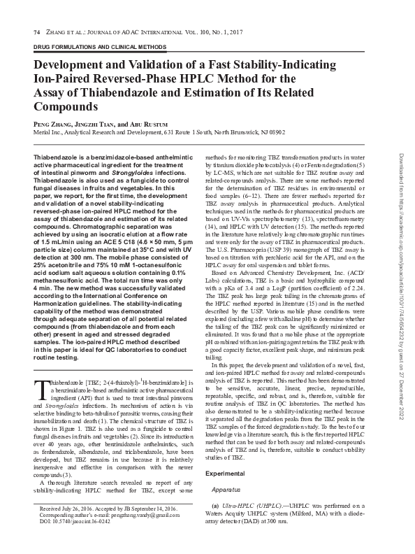 (PDF) Development and Validation of a Fast Stability-Indicating Ion-Paired Reversed-Phase HPLC ...