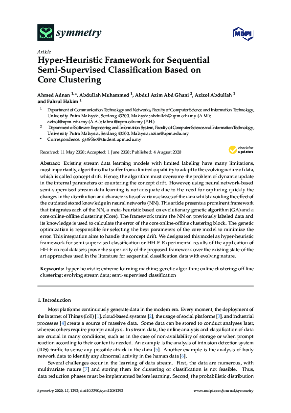 Pdf Hyper Heuristic Framework For Sequential Semi Supervised Classification Based On Core