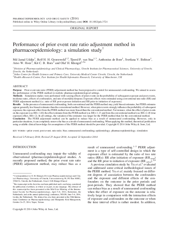 (PDF) Performance of prior event rate ratio adjustment method in ...