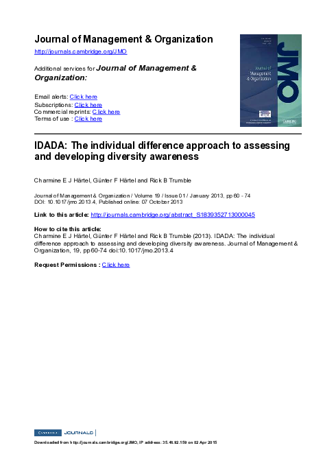 (PDF) Idada: The Individual Difference Approach to Assessing and ...