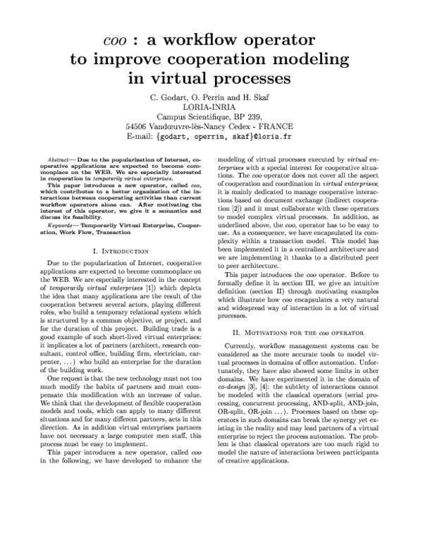 (PDF) Coo: A Workflow Operator to Improve Cooperation Modeling in ...