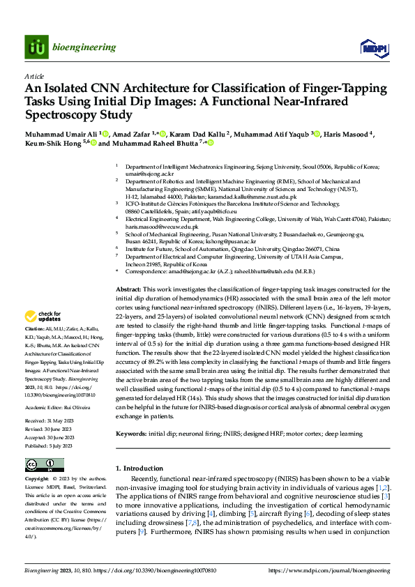 (PDF) An Isolated CNN Architecture for Classification of Finger-Tapping Tasks Using Initial Dip ...