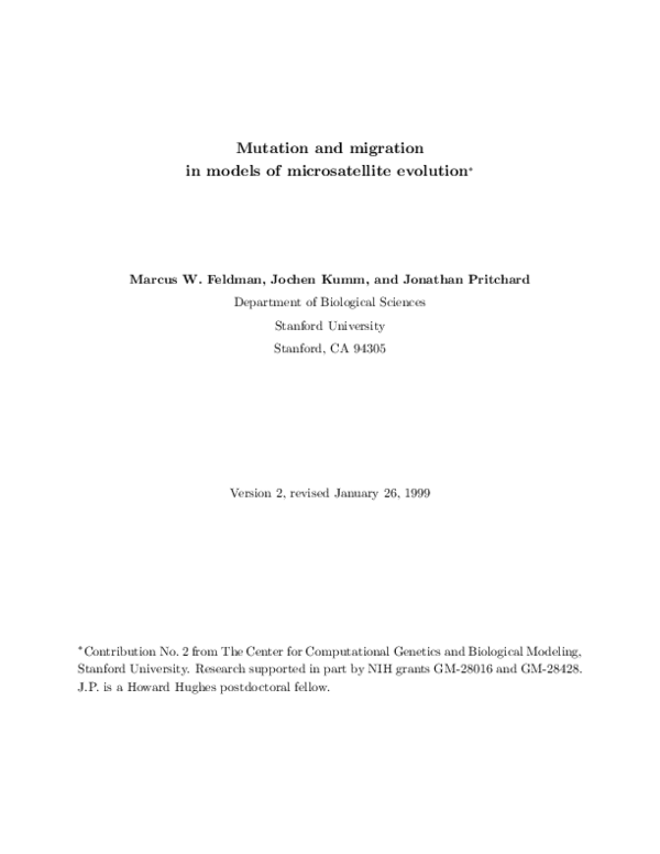 (PDF) Mutation and migration in models of microsatellite evolution
