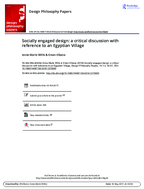 (PDF) Socially engaged design: a critical discussion with reference to ...