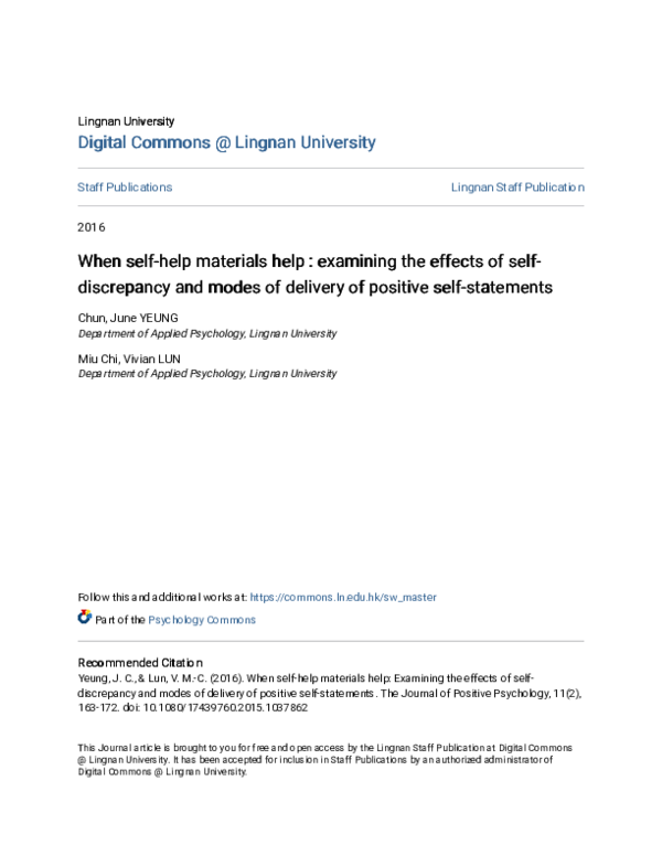 (PDF) When self-help materials help: Examining the effects of self ...