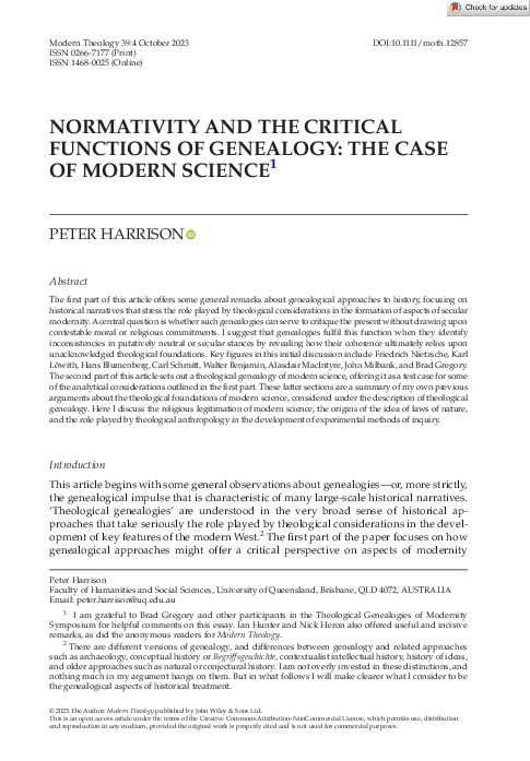 (PDF) NORMATIVITY AND THE CRITICAL FUNCTIONS OF GENEALOGY: THE CASE OF MODERN SCIENCE 1