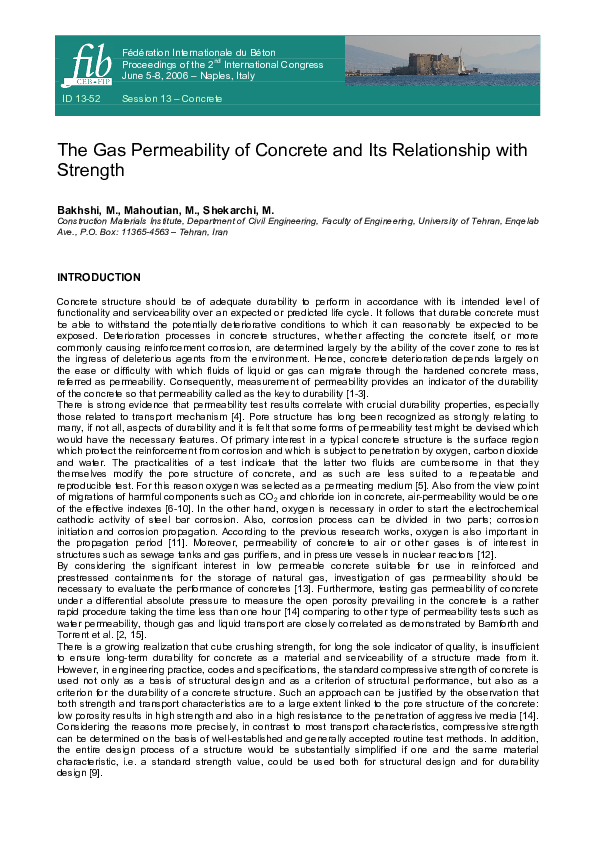 (PDF) The Gas Permeability of Concrete and Its Relationship with Strength