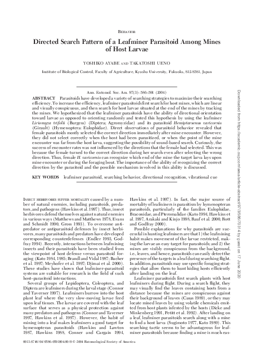 (PDF) Directed Search Pattern of a Leafminer Parasitoid Among Mines of ...