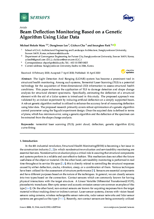 Pdf Beam Deflection Monitoring Based On A Genetic Algorithm Using Lidar Data Michael Bekele