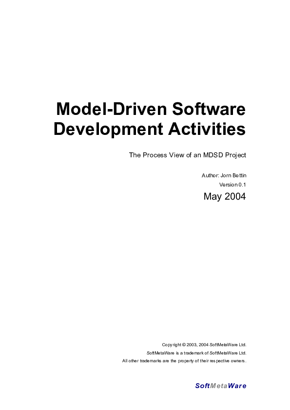 (PDF) Model-Driven Software Development Activities The Process View of an MDSD Project