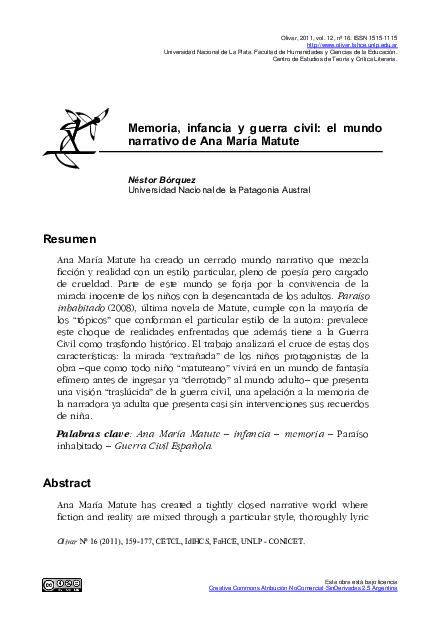 (PDF) Memoria, infancia y guerra civil: El mundo narrativo de Ana María ...