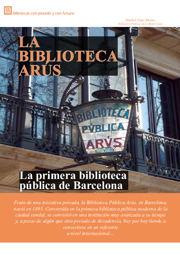 (PDF) La Biblioteca Arús. La primera biblioteca pública de Barcelona