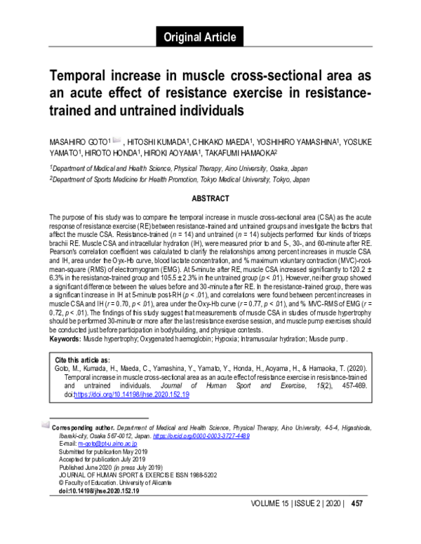 (PDF) Temporal increase in muscle cross-sectional area as an acute ...