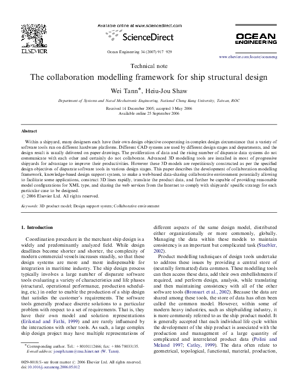 Pdf The Collaboration Modelling Framework For Ship Structural Design