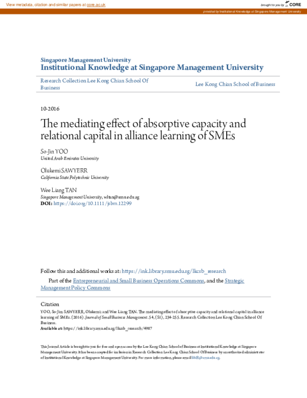(PDF) The Mediating Effect of Absorptive Capacity and Relational ...