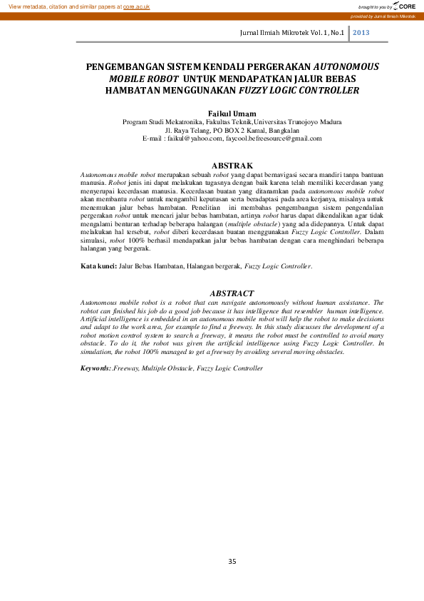 (PDF) Pengembangan Sistem Kendali Pergerakan Autonomous Mobile Robot Untuk Mendapatkan Jalur ...