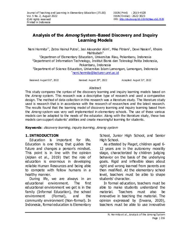 (PDF) Analysis of the Among System-Based Discovery and Inquiry Learning ...