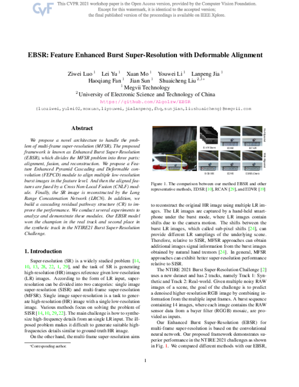 (PDF) EBSR: Feature Enhanced Burst Super-Resolution with Deformable Alignment