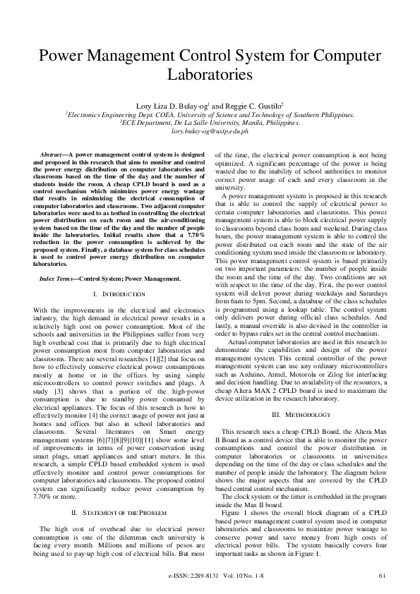 (PDF) Power Management Control System for Computer Laboratories