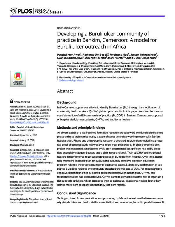 (PDF) Developing a Buruli ulcer community of practice in Bankim ...