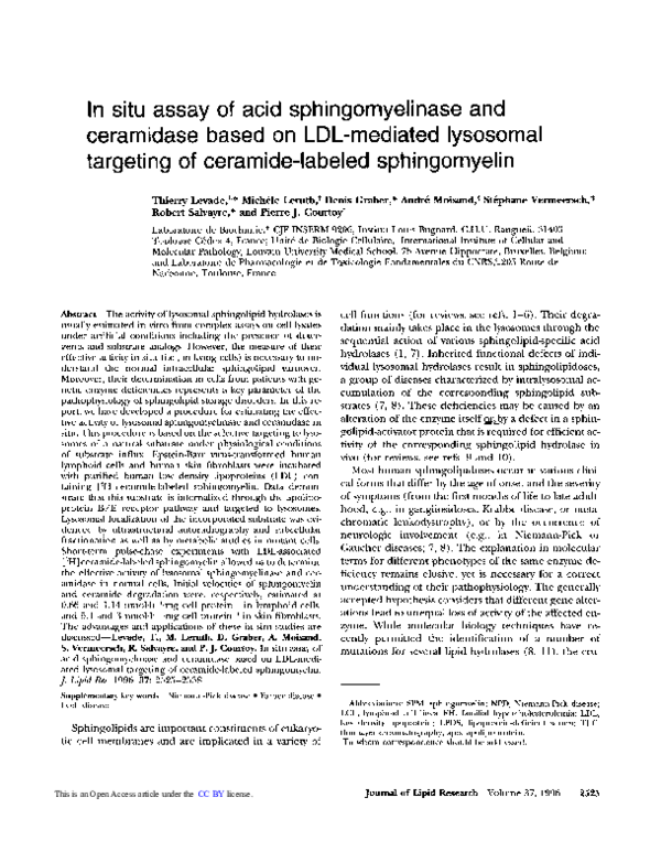 (PDF) In situ assay of acid sphingomyelinase and ceramidase based on ...