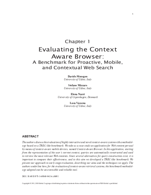 (PDF) Evaluating the Context Aware Browser