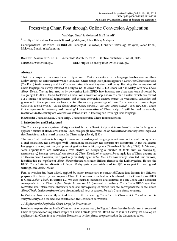 (PDF) Preserving Cham Font through Online Conversion Application