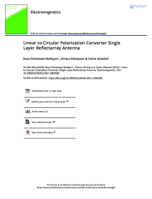 (PDF) Linear to Circular Polarization Converter Single Layer Reflectarray Antenna