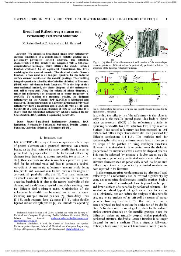 (PDF) Broadband Reflectarray Antenna on a Periodically Perforated Substrate