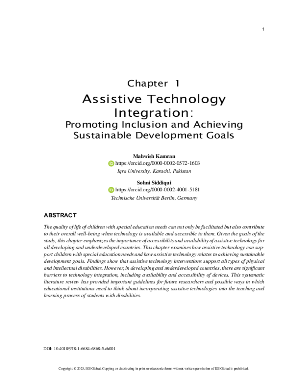 (PDF) Chapter1-Assistive Technology Integration