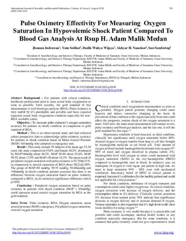 (PDF) Pulse Oximetry Effectivity For Measuring Oxygen Saturation In ...