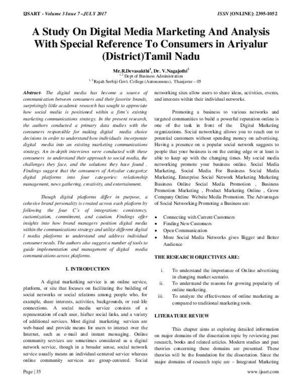 (PDF) A Study On Digital Media Marketing And Analysis With Special ...