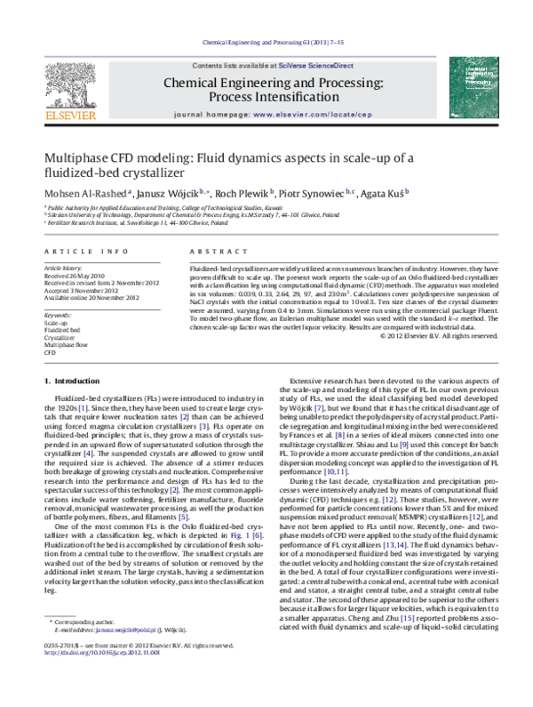 (PDF) Multiphase CFD modeling: Fluid dynamics aspects in scale-up of a fluidized-bed crystallizer