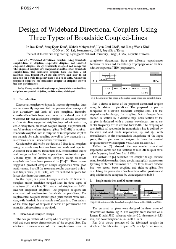 (PDF) Design of Wideband Directional Couplers Using Three Types of ...