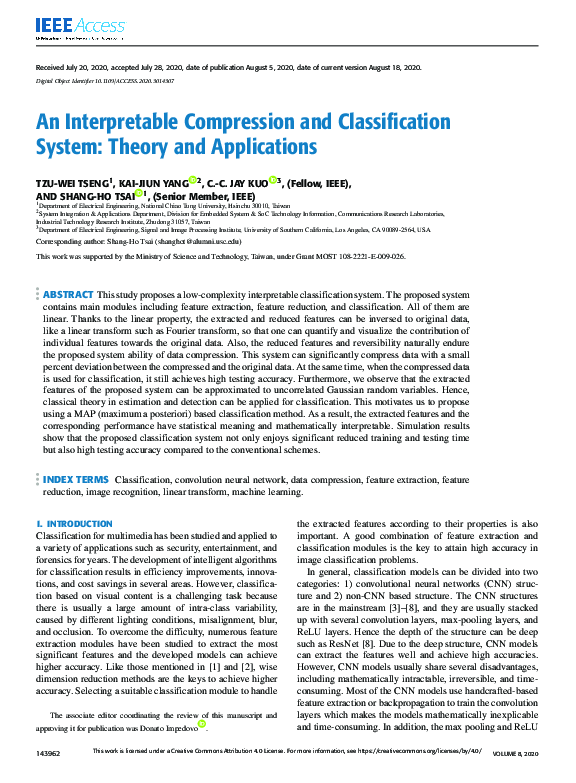 Pdf An Interpretable Compression And Classification System Theory