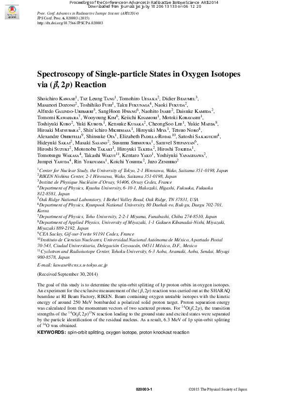 Pdf Spectroscopy Of Single Particle States In Oxygen Isotopes Via Vec{p} 2p Reaction
