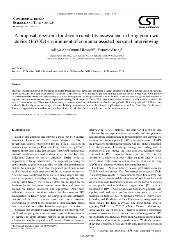 (PDF) A proposal of system for device capability assessment in bring your own device (BYOD ...