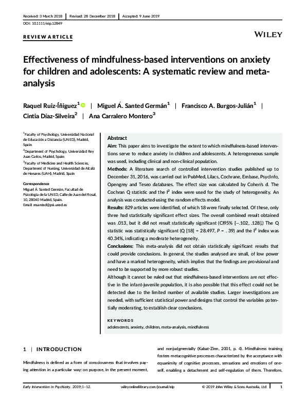 (PDF) Effectiveness of Mindfulness Based Intervention In Anxiety Disorder: A Qualitative Case Study