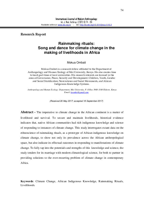 (PDF) Rainmaking rituals: Song and dance for climate change in the ...
