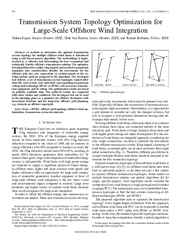 Pdf Transmission System Topology Optimization For Large Scale Offshore Wind Integration