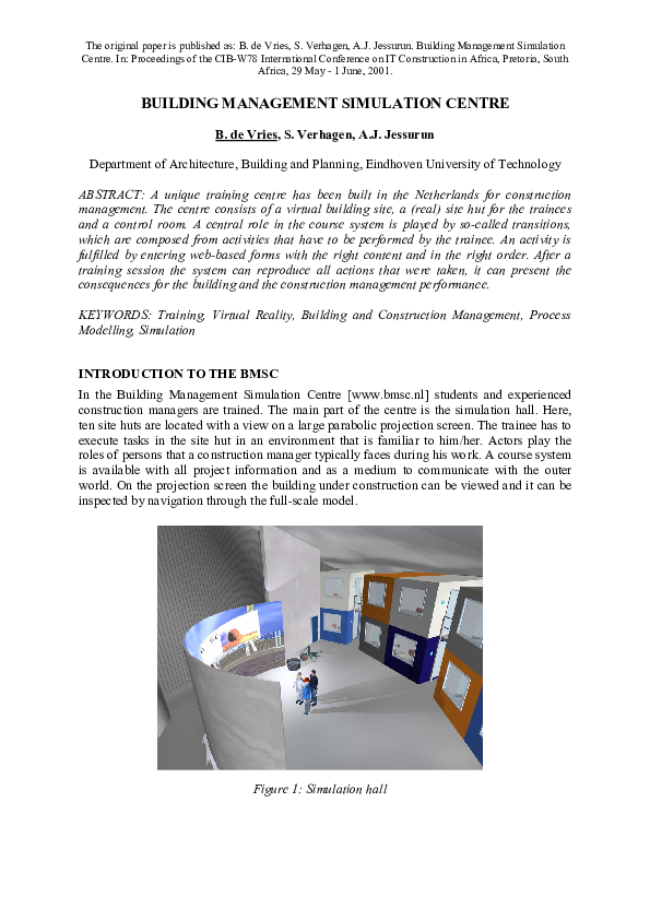 (PDF) Building Management Simulation Centre
