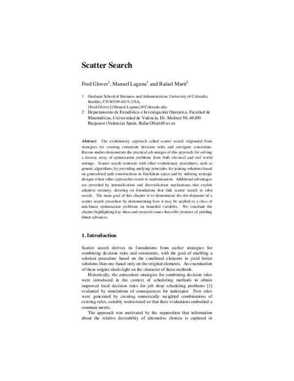 (PDF) Scatter Search (PDF) Scatter Search